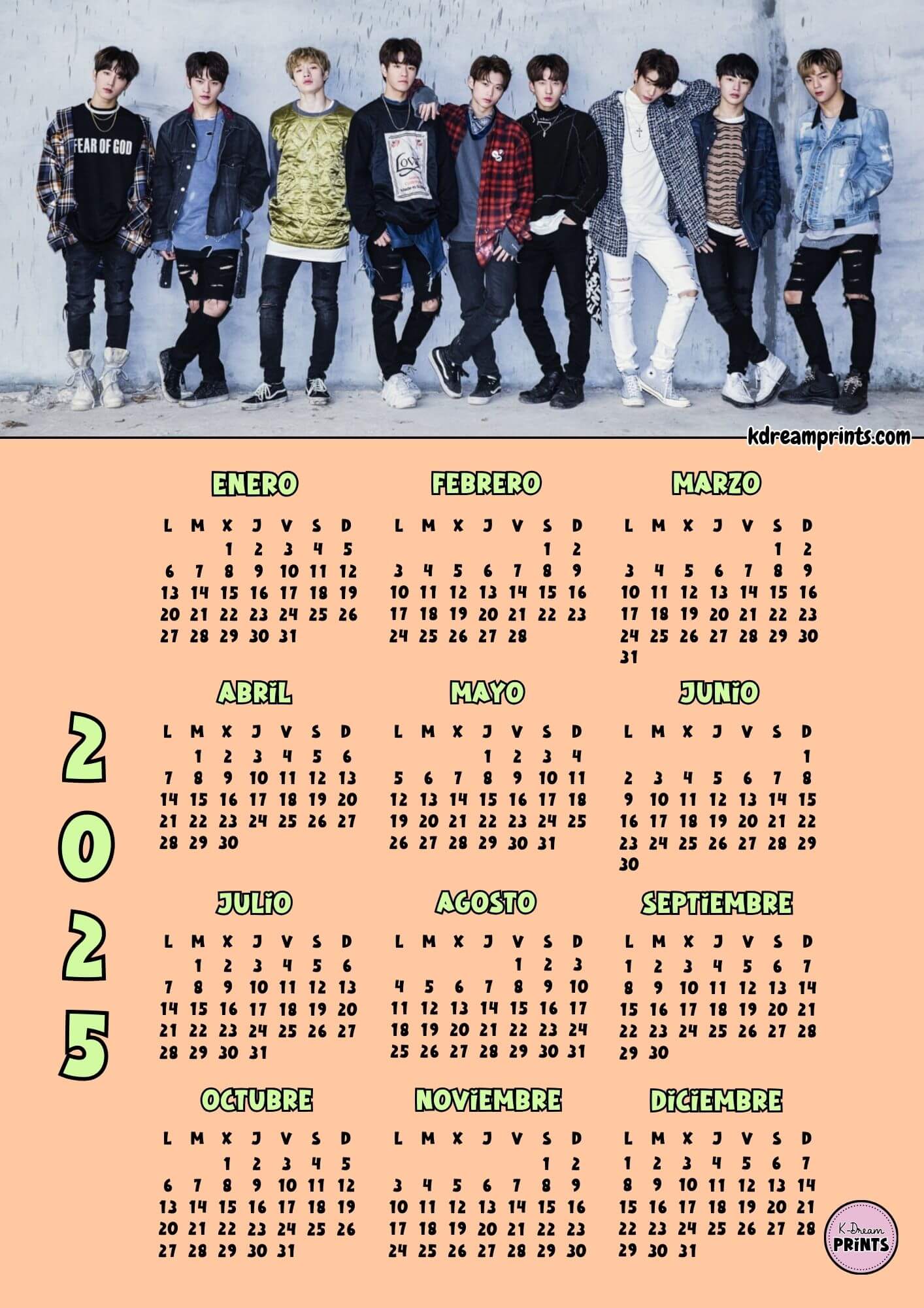 Calendarios 2025 Stray Kids para imprimir gratis 💜