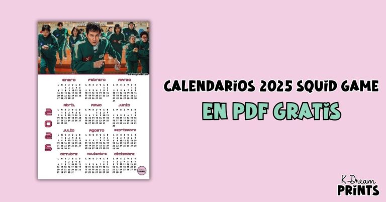 Calendarios 2025 Squid Game para imprimir gratis 💜
